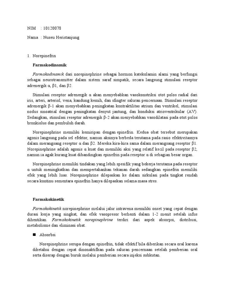 Farmakologi Norepinefrin, Efedrin, Atropin | PDF