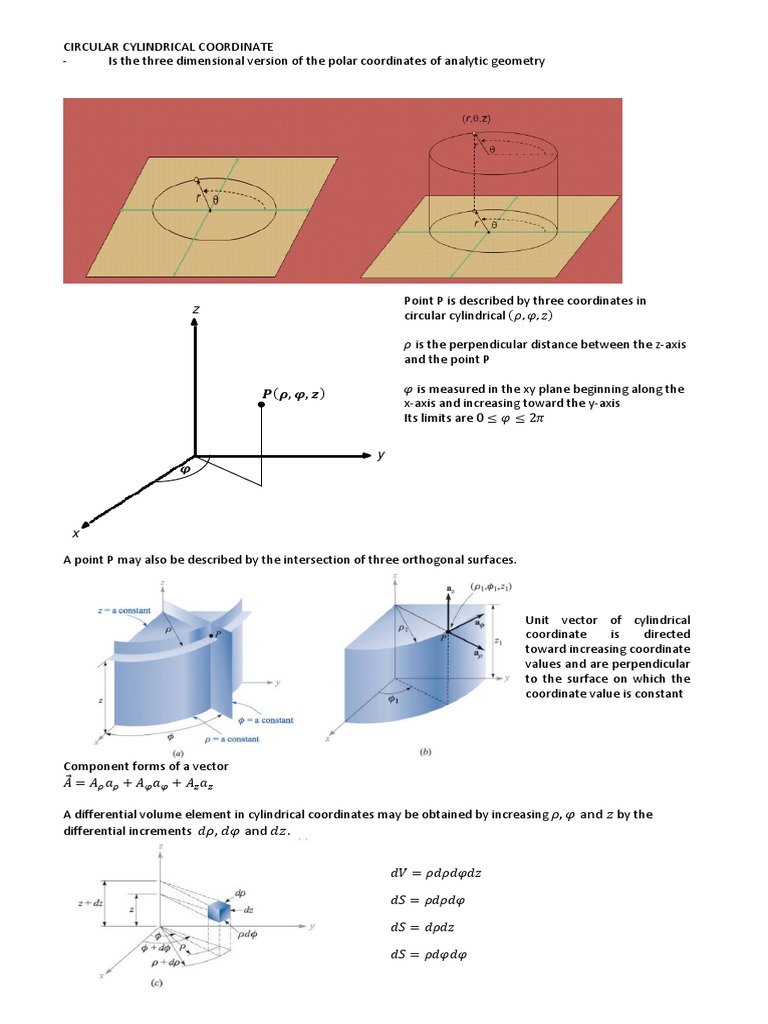 Circular Cylindrical Coordinate | PDF | Cartesian Coordinate System ...