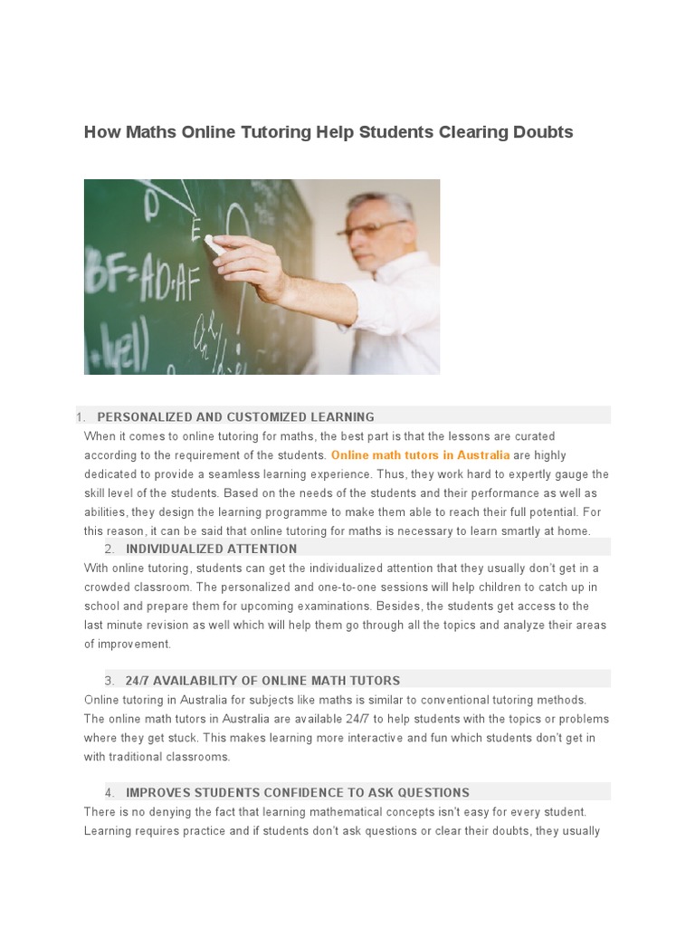 Maths Online Tutoring for Doubt Clearance | PDF | Learning | Mathematics