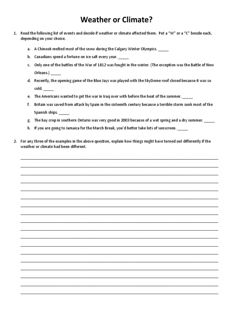 12 - Weather or Climate + Climate Graph Practice HO | PDF | Climate ...