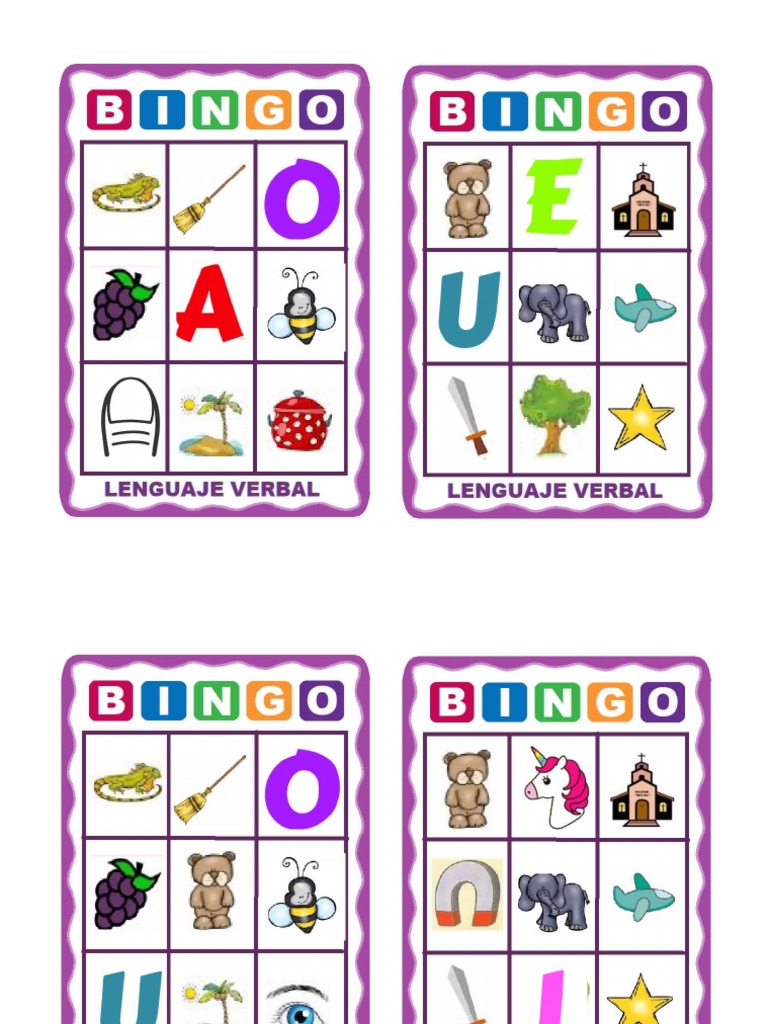 Bingo Vocales Con Monitos | PDF