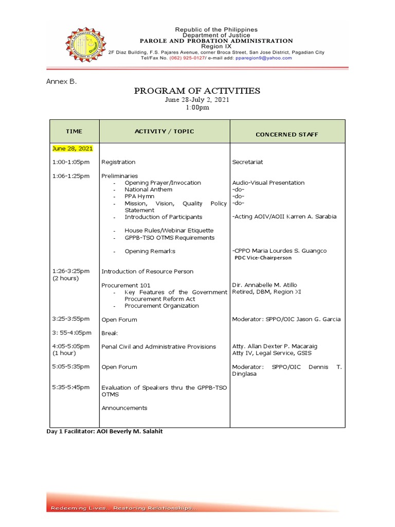 Procurement Training Program June-July 2021 | PDF
