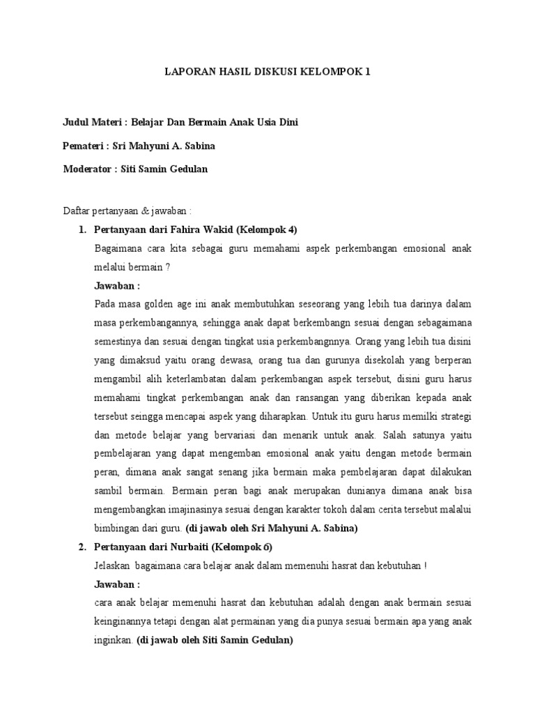 Laporan Hasil Diskusi Kelompok 1 Pdf