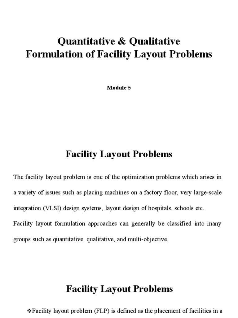 Quantitative & Qualitative Formulation of Facility Layout Problems | PDF | Mathematical ...