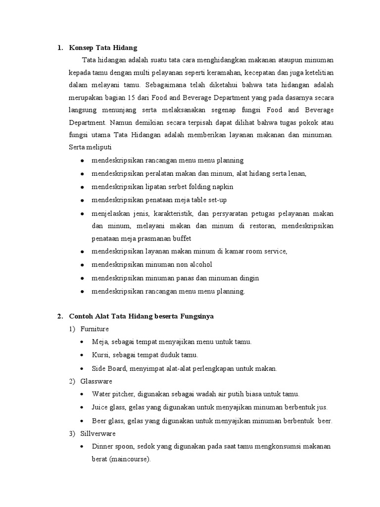 Konsep Tata Hidang | PDF