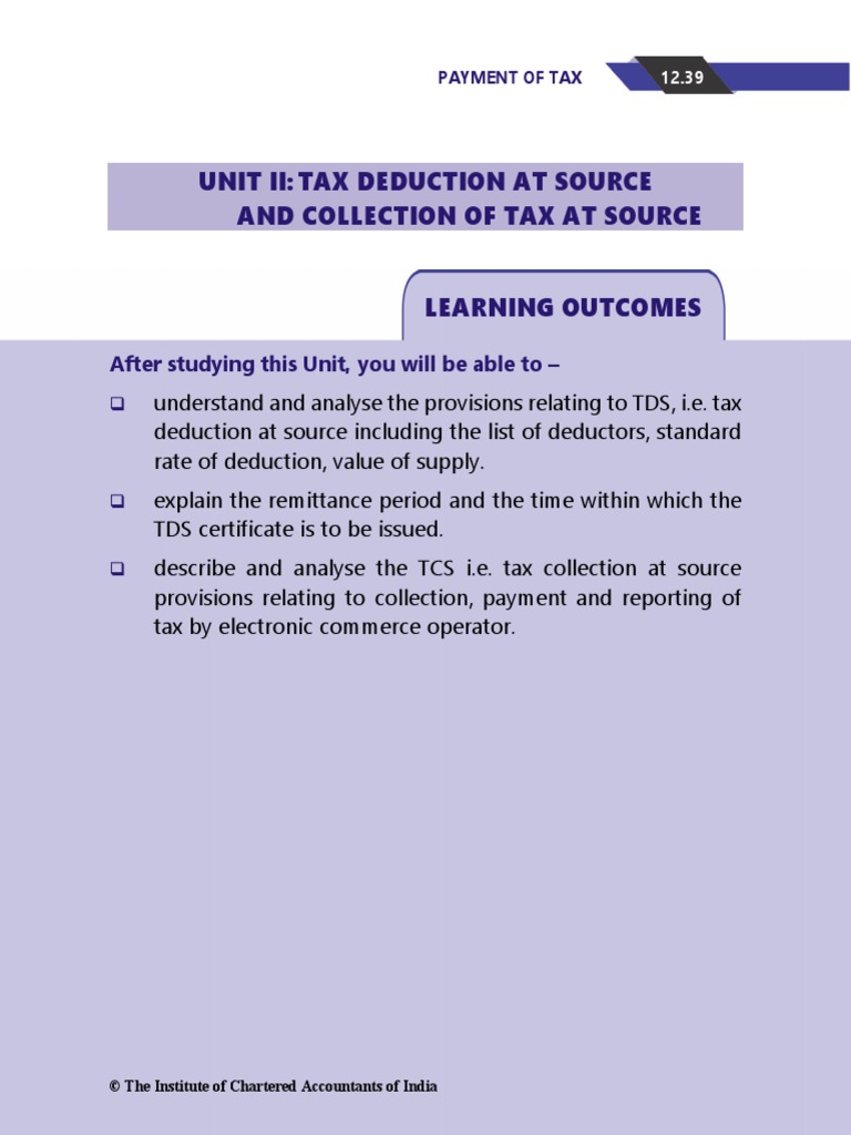 Tax Deduction at Source and Collection of Tax at Source | PDF | Finance ...