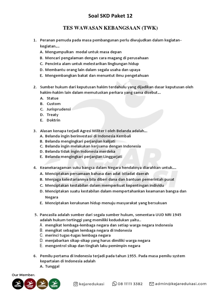 SKD - Try Out Paket 12 | PDF | Politik | Ilmu Sosial