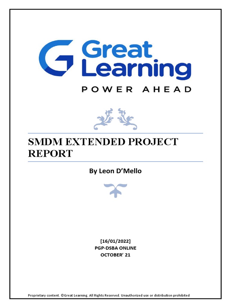 SMDM Extended Project Report | PDF | Statistical Significance | P Value