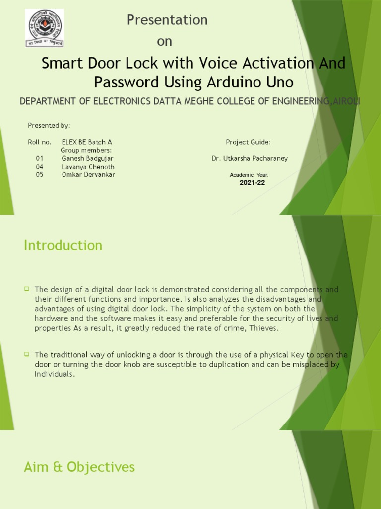 Smart Door Lock With Voice Activation and Password Using Arduino Uno ...