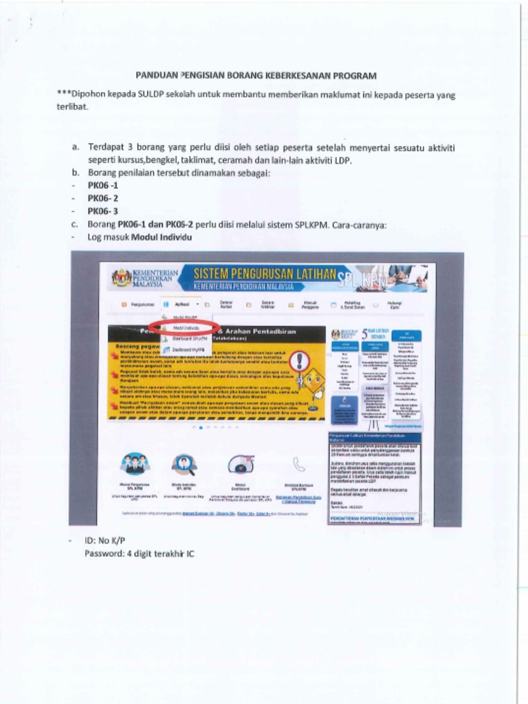 Panduan Pengisian Borang Keberkesanan Program | PDF