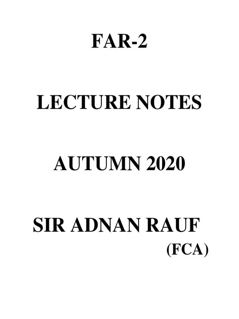 CAF 07 Notes 2 | PDF | Lease | Depreciation