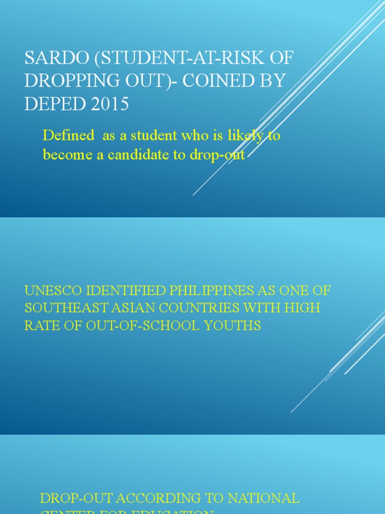 Sardo (Student-At-Risk of Dropping Out) - Coined by DEPED 2015 | PDF ...