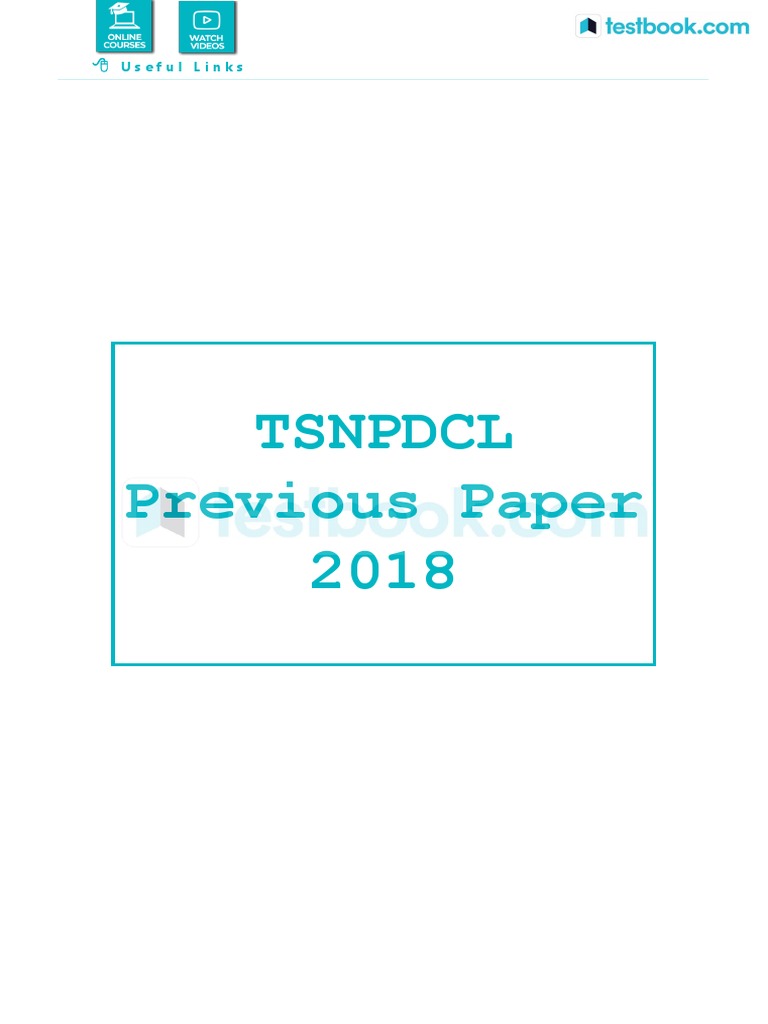 TSNPDCL Previous Paper 2018 9b195624 | PDF | Control Theory | Electric ...