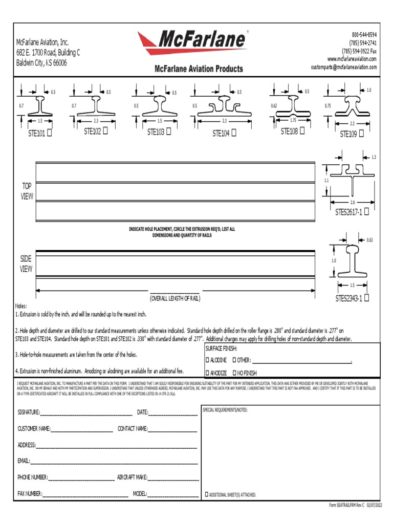 Custom Seat Rail Form | PDF