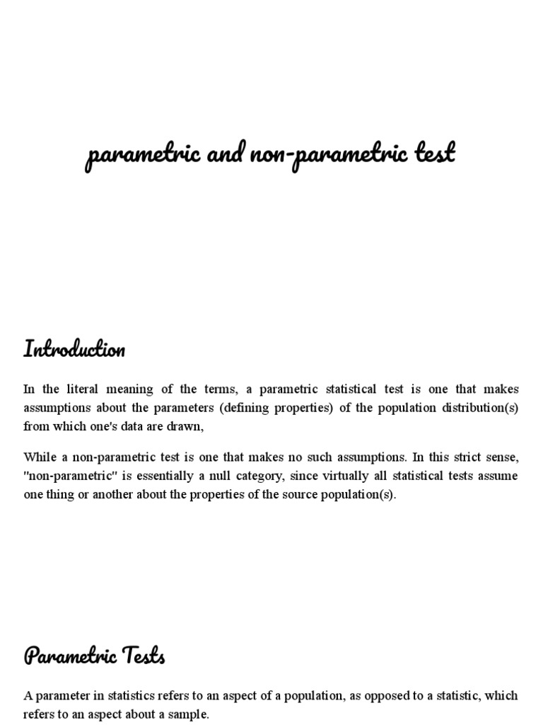 Parametric and Non Parametric Test | PDF | Level Of Measurement ...