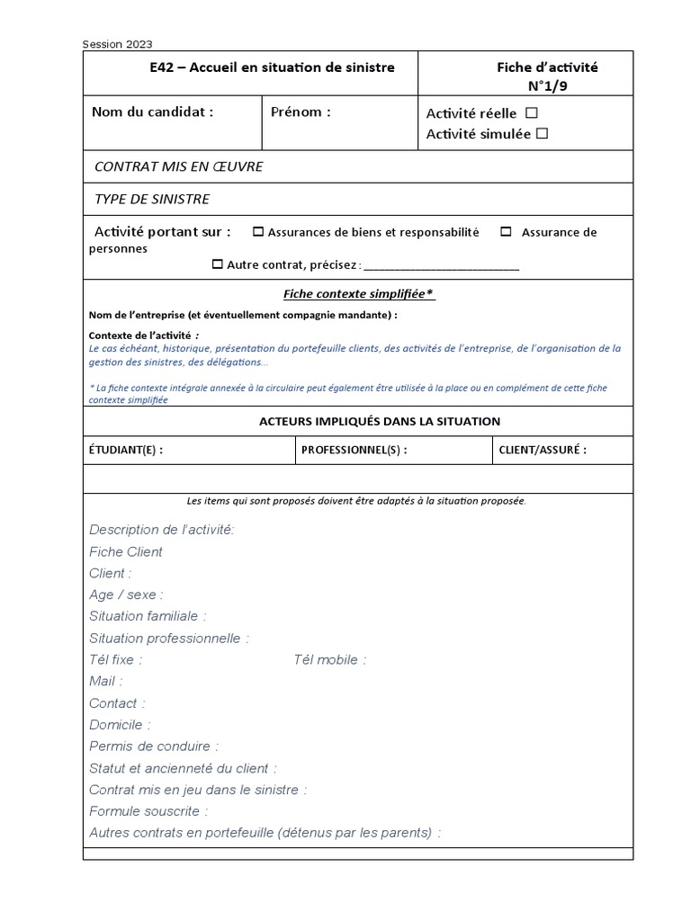 Fiche E42 (Session 2022 Et 23) | PDF