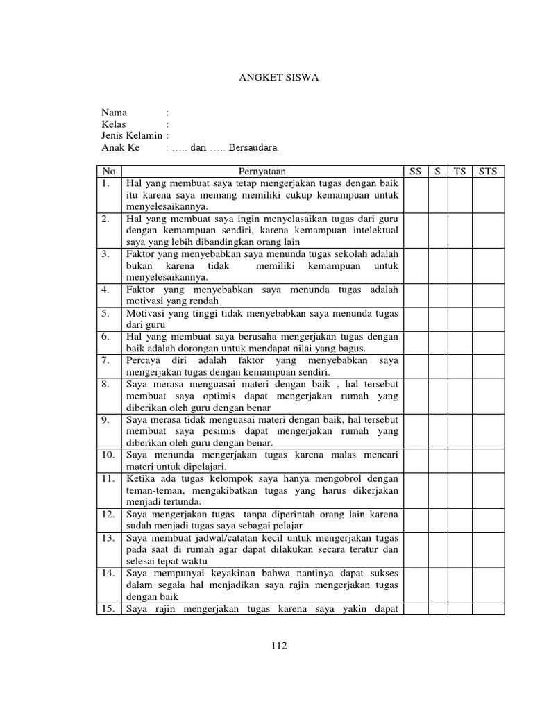 Angket Prokrastinasi | PDF