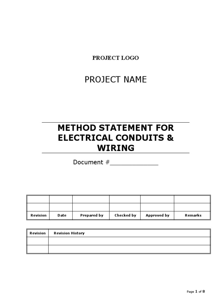 Method Statement For Conduits Wiring | PDF | Electrical Wiring ...