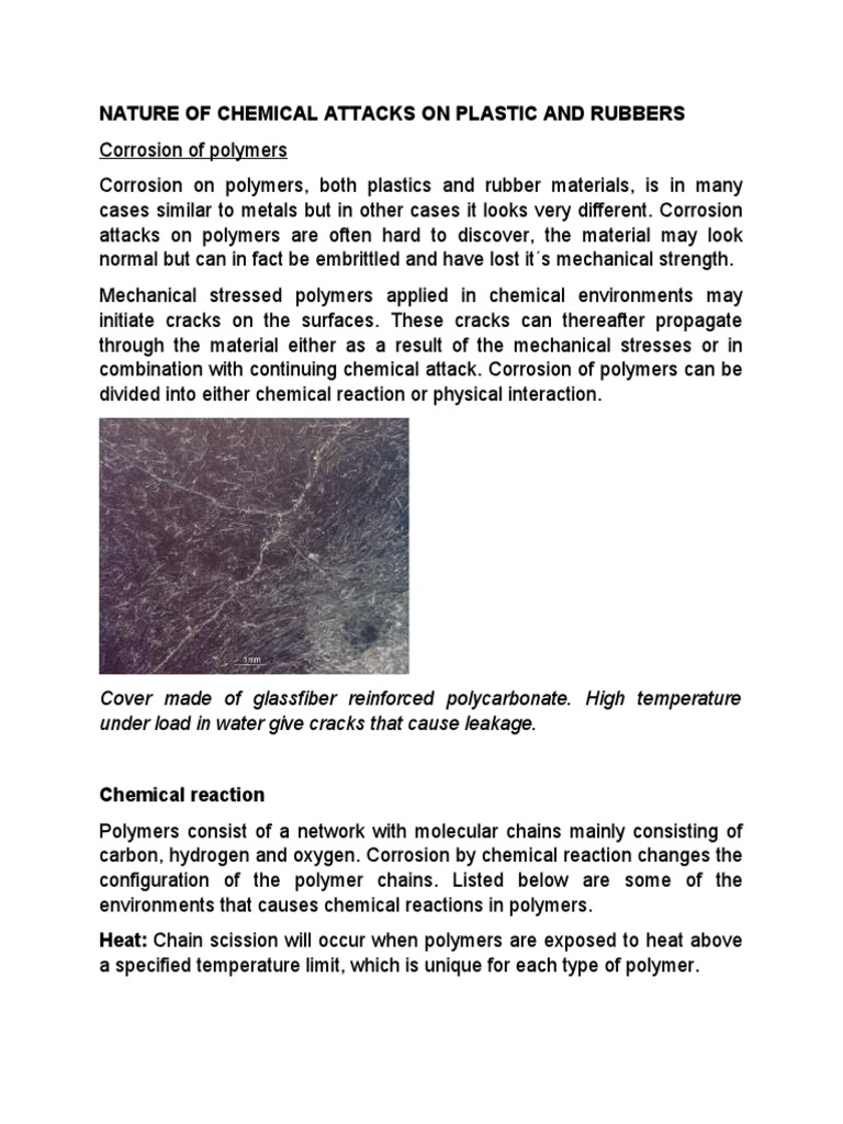Nature of Chemical Attacks On Plastic and Rubbers | PDF | Composite ...
