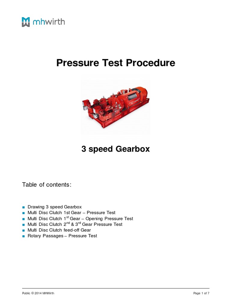 Gearbox Pressure Test Procedure | PDF | Transmission (Mechanics) | Clutch