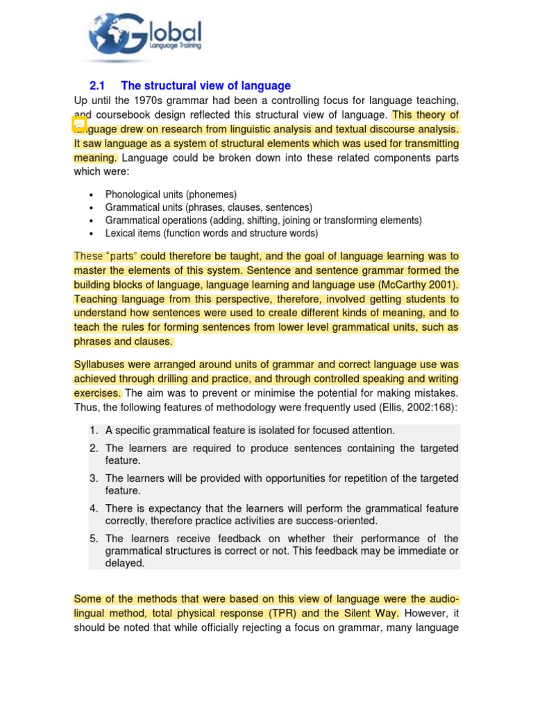 2.1 The Structural View of Language | PDF | Grammar | Language Education