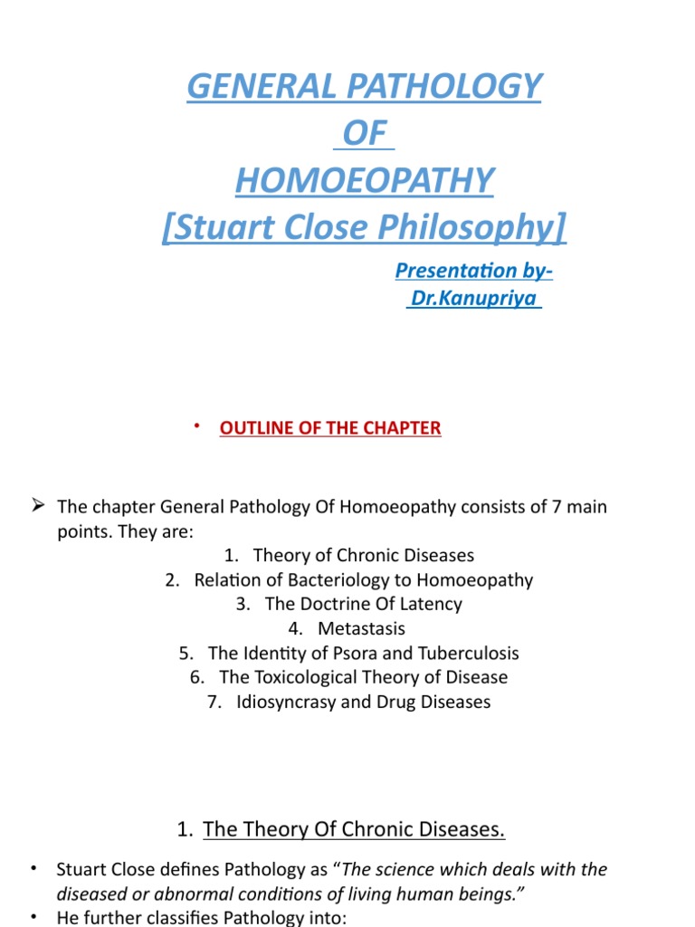 General Pathology OF Homoeopathy (Stuart Close Philosophy ...