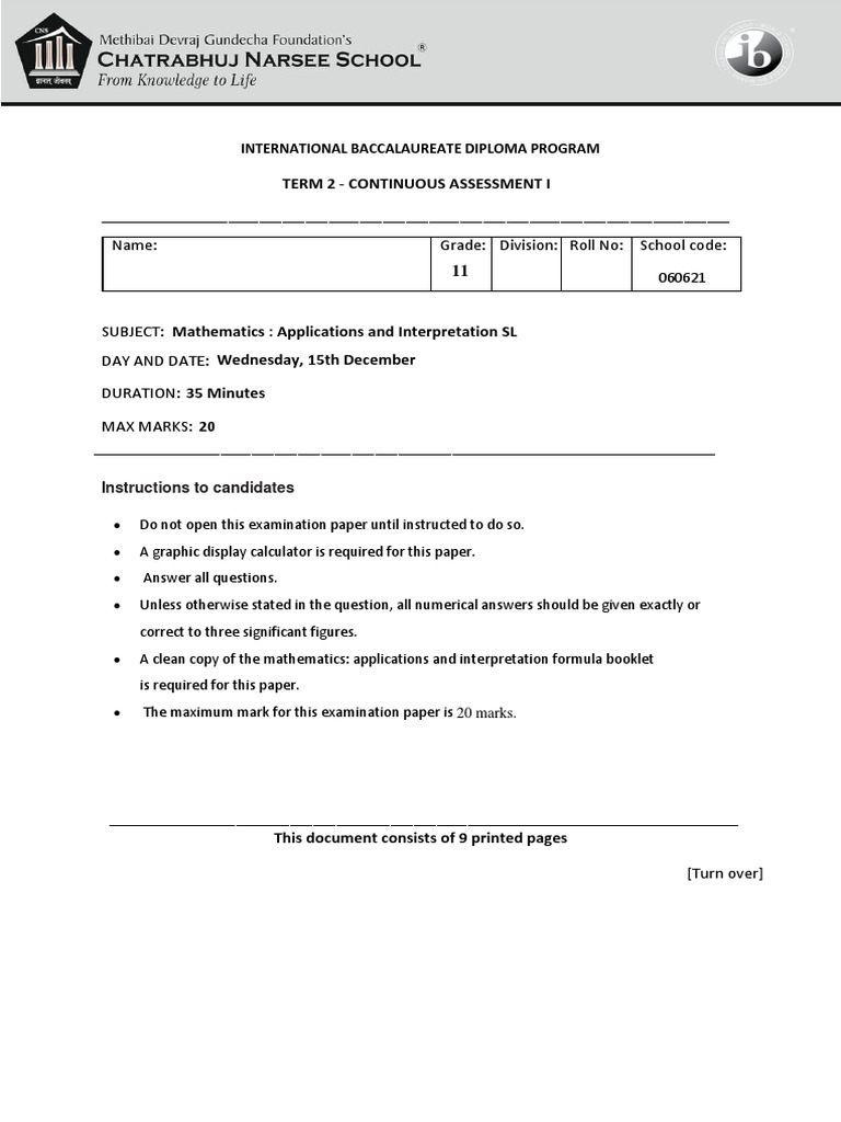 Math Aisl t2 Ca1 QP - Grade 11 | PDF | Area | Circle