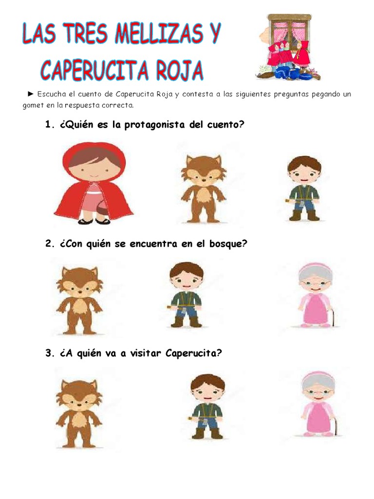 Comprensión Lectora Sobre El Cuento "Caperucita Roja". | PDF