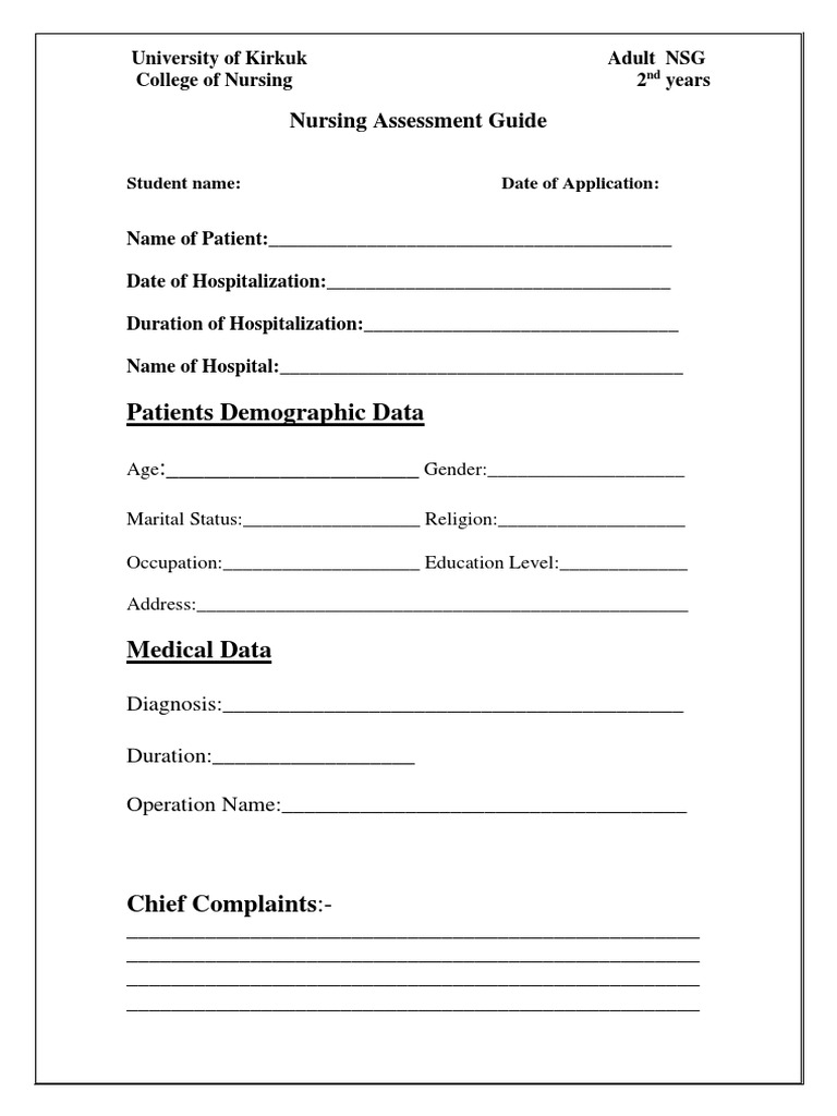 Patients Demographic Data: Nursing Assessment Guide | PDF | Diseases ...