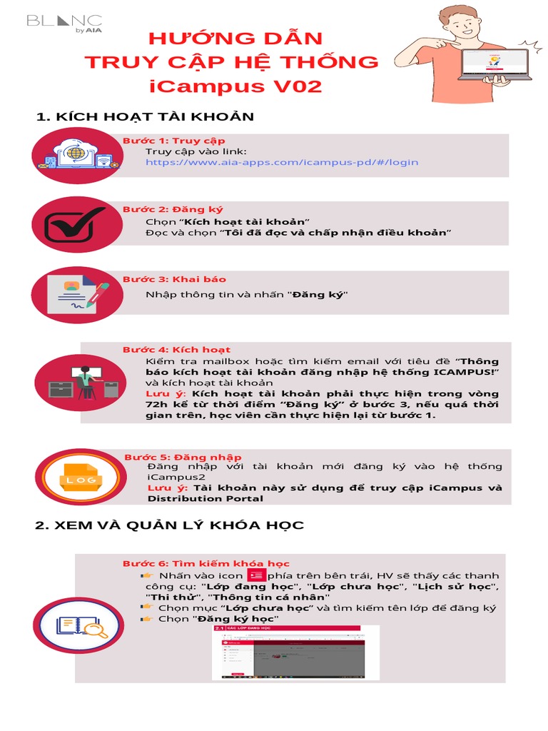 Hướng dẫn sử dụng hệ thống iCampus - Final | PDF