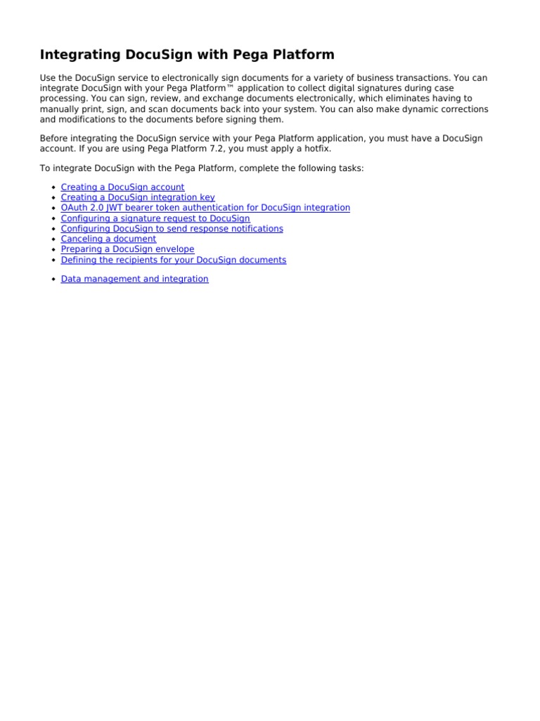 Integrating DocuSign with Pega Platform | PDF