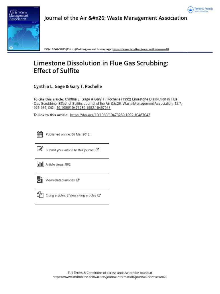 Limestone Dissolution in FGD Effect of Sulfite Rochelle | PDF ...
