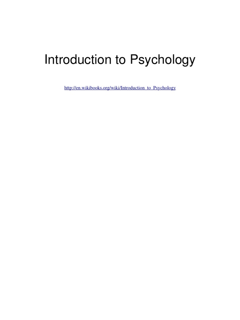 Wikibooks - Introduction To Psychology | PDF