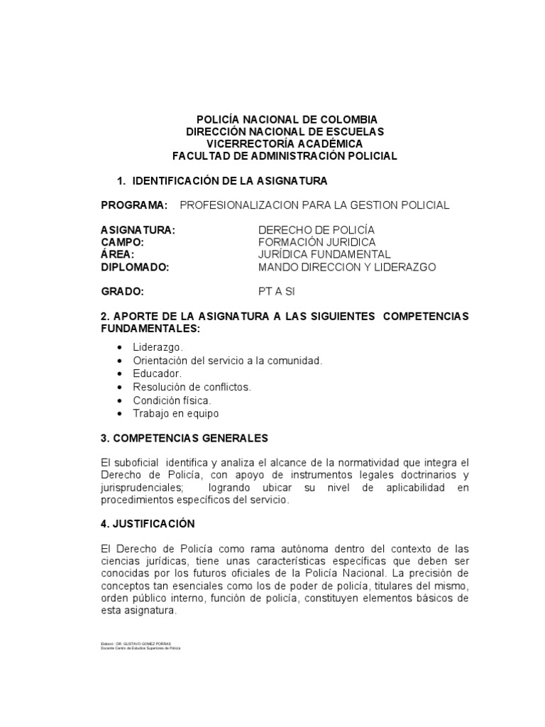 Derecho De Policia 1 Pdf Policía Ley Internacional
