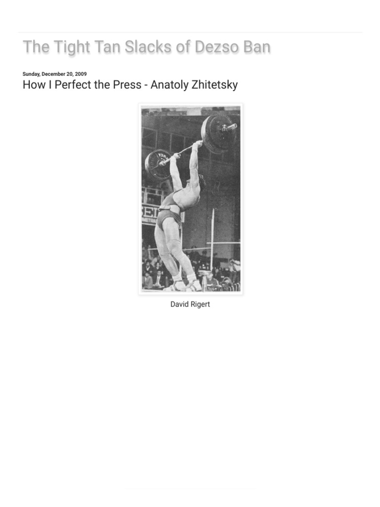 The Tight Tan Slacks of Dezso Ban - How I Perfect The Press - Anatoly ...