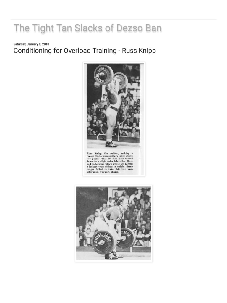 The Tight Tan Slacks of Dezso Ban - Conditioning For Overload Training ...