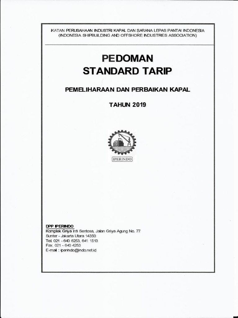Standar Tarif Iperindo 2019 | PDF