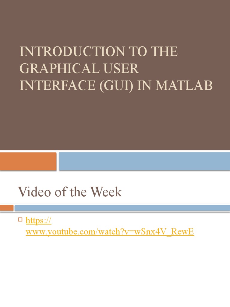 Introduction To The Graphical User Interface (Gui) in Matlab | PDF | Graphical User Interfaces ...