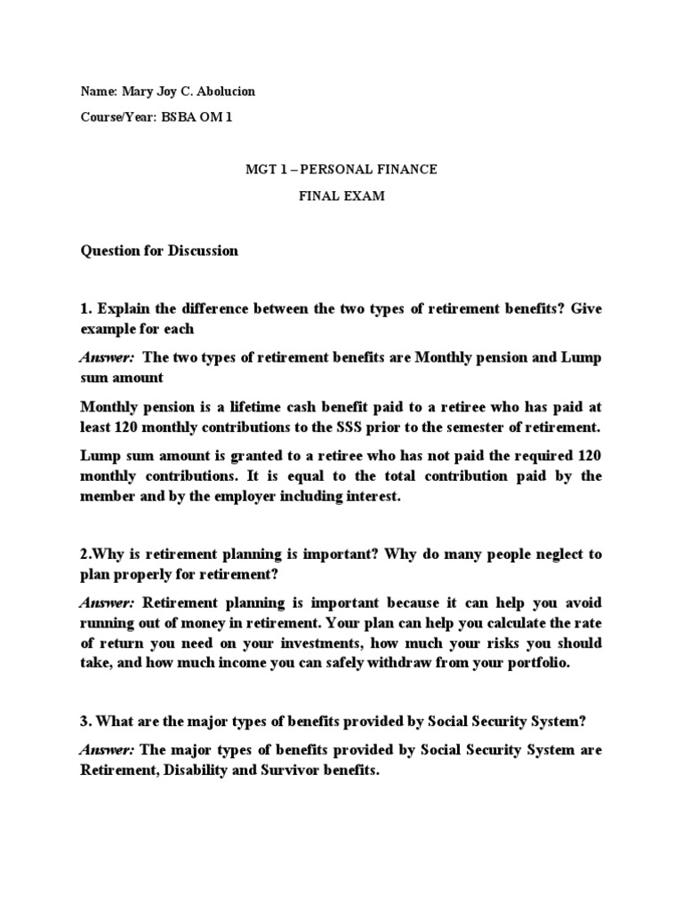 Personal Finance - Final Exam | PDF