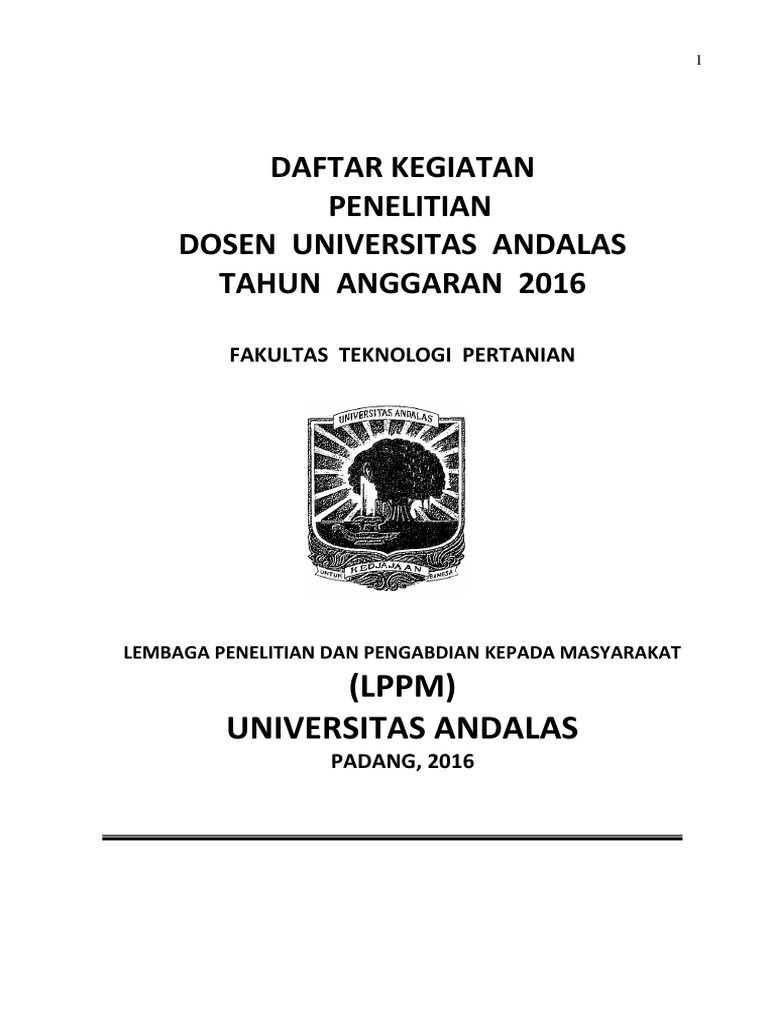 1k. DATA PENELITIAN 2016 F. TEKNOLOGI PERTANIAN | PDF | Sains & Matematika