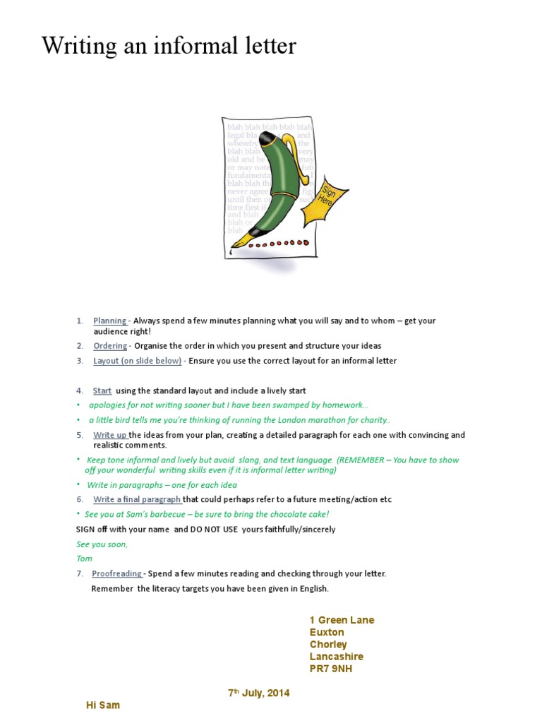 Writing An Informal Letter | PDF