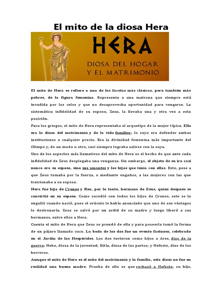 El Mito de La Diosa Hera | PDF