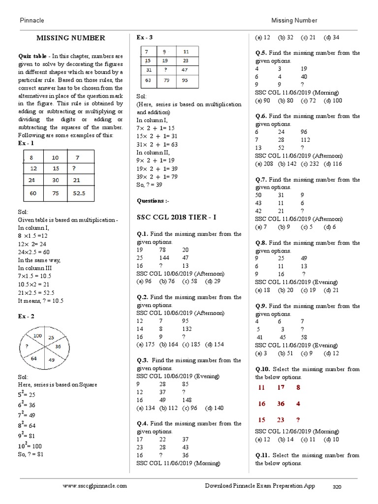 Missing Number | PDF | Multiplication | Mathematics