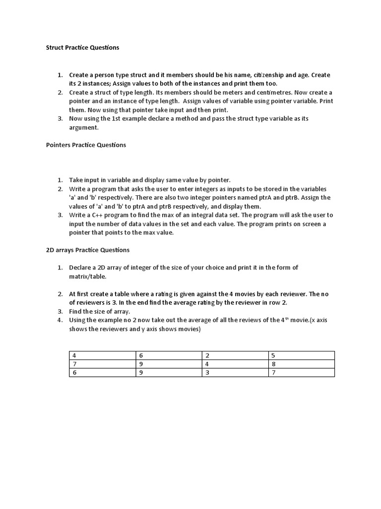 Struct Practice Questions | PDF | Computers