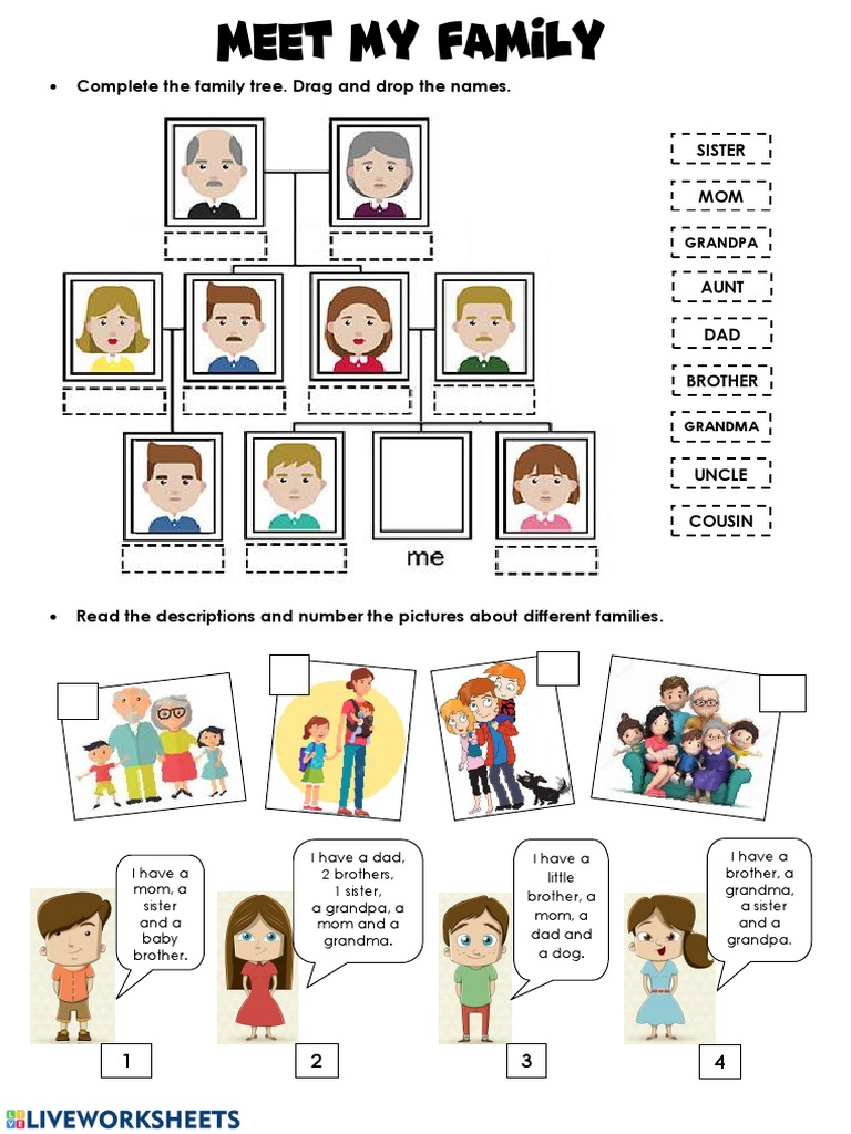 Complete The Family Tree. Drag and Drop The Names.: Grandpa | PDF