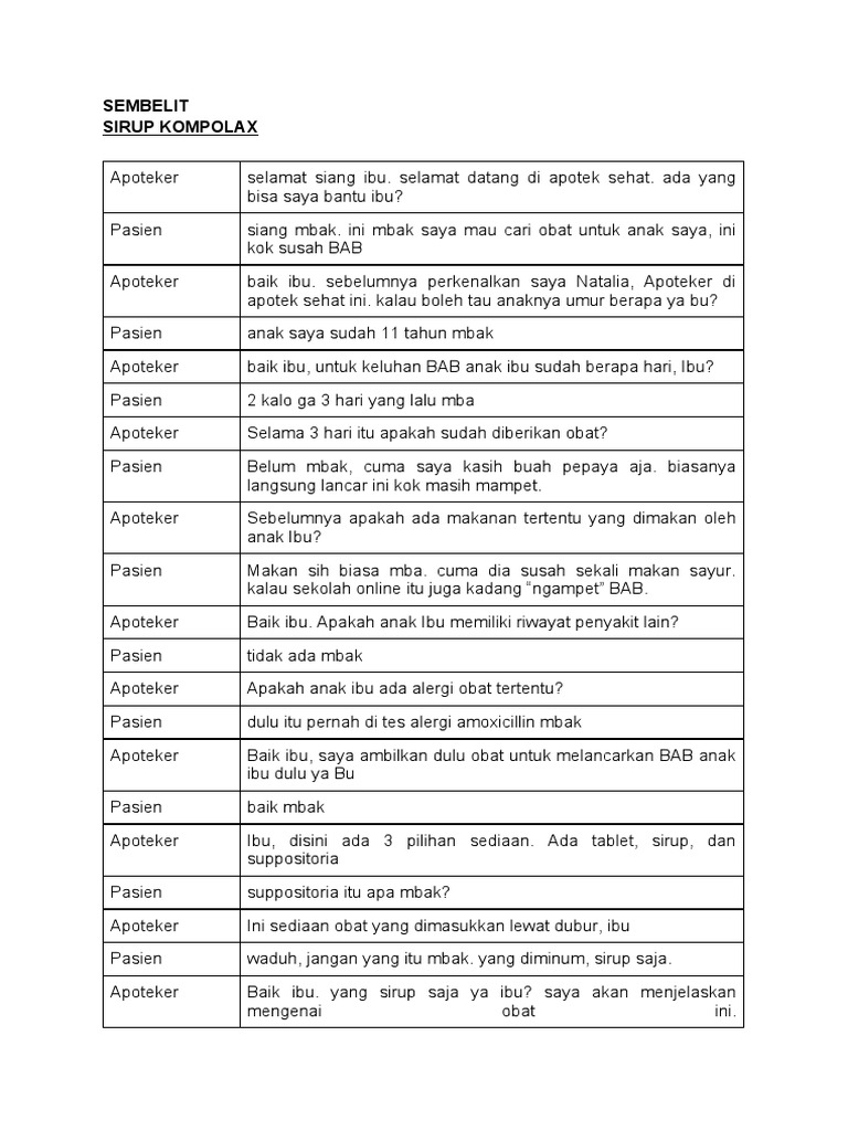 Skenario Kompolax Sirup | PDF