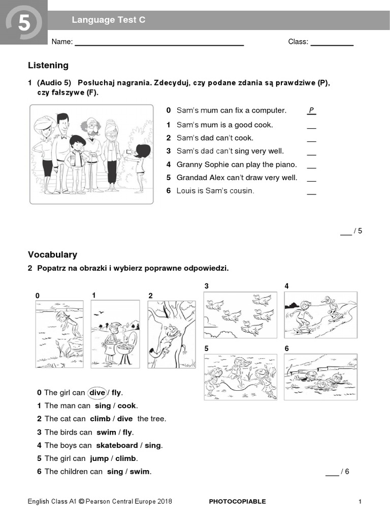 Eca1 Tests Language Test 5c New2018 | Pdf