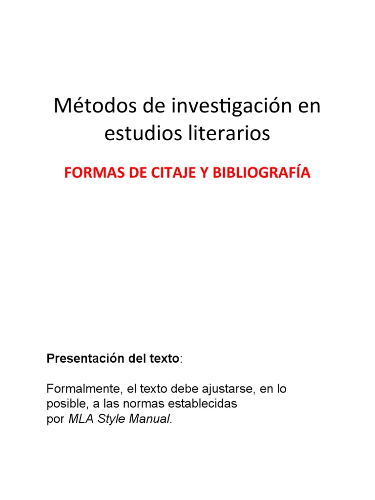 Citación y Bibliografía en Formato MLA | PDF | Bibliografía | Escritura