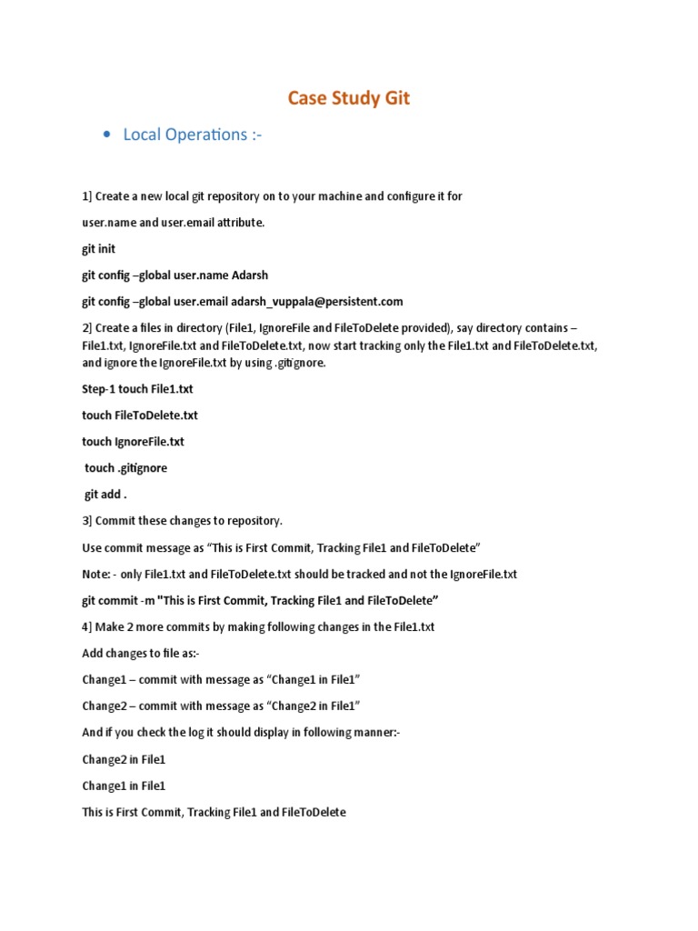 Case Study Git: Local Operations | PDF | Text File | Computer Architecture