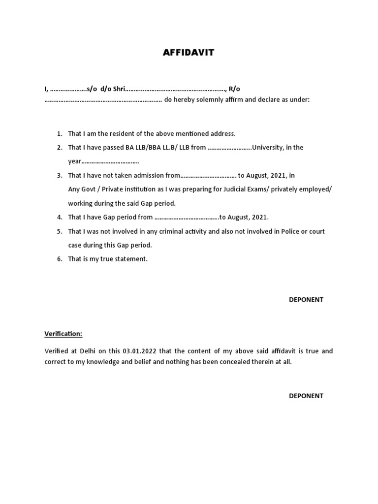 Gap Certificate Proforma | PDF